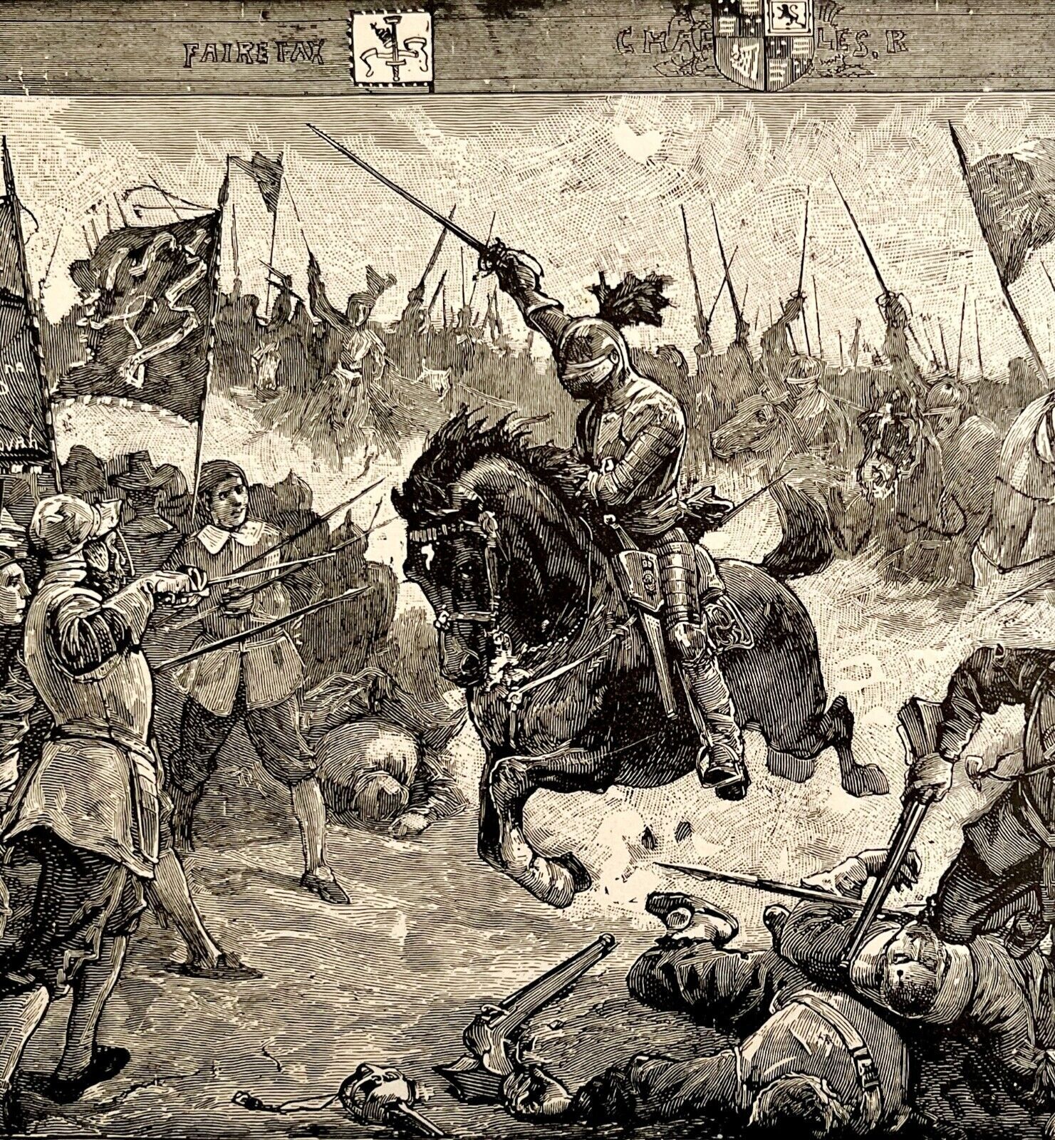 Charge For Glory In Battle 1888 Victorian Antique Military Print DWT4C ...