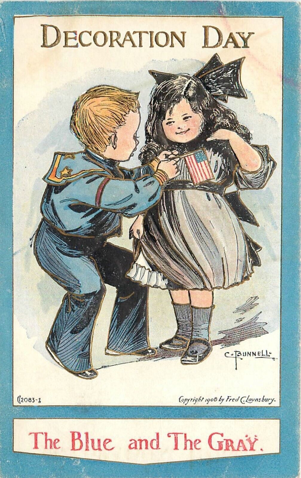 Postcard C-1910 Bunnell Blue The Grey Patriotic Children TP24-595 ...
