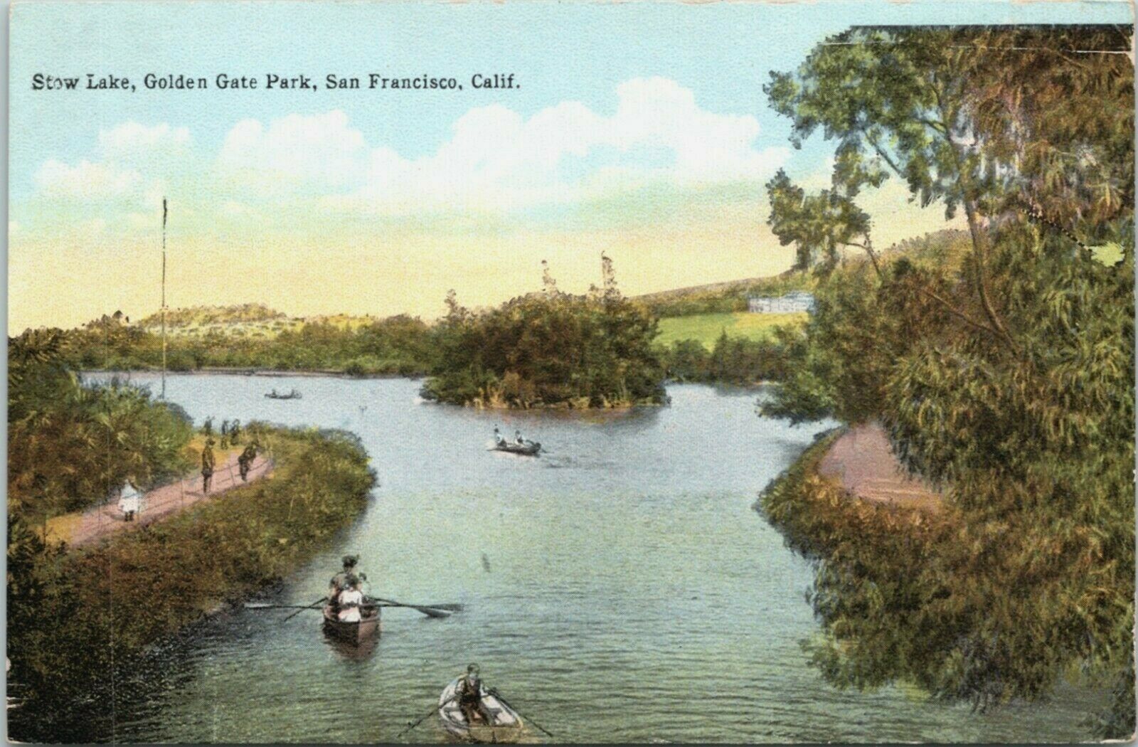 San Francisco California Stowe Lake Birds Eye View Row Boats PM - A21 ...