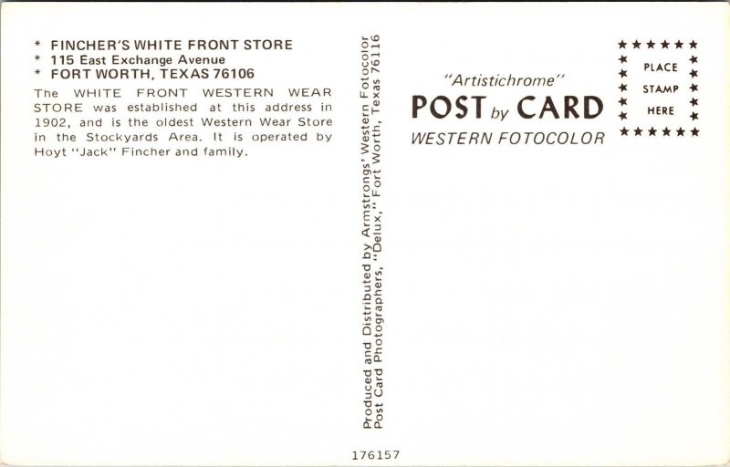 Finchers White Front Store Fort Worth Texas StockYards Horse Statue Man ...