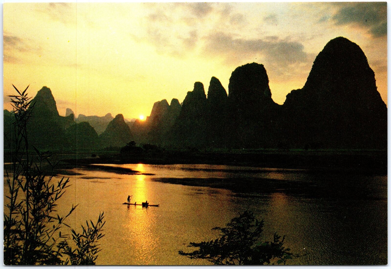 Vintage China Illustrated Stamped Postcard Rain in Early Spring Guilin ...