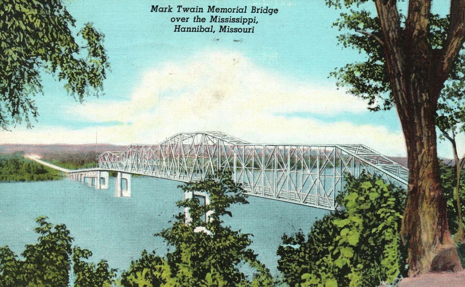 Vintage Postcard 1948 Mark Twain Memorial Bridge Over Mississippi ...