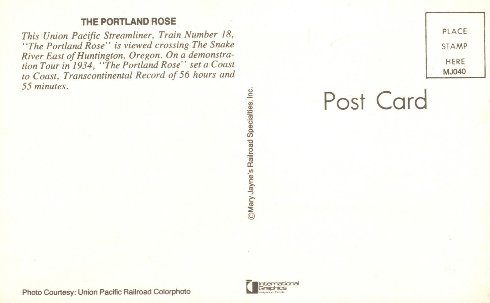 Portland Rose Union Pacific Stream Liner Train Crossing Snake River ...