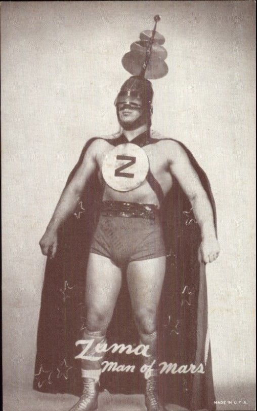 Classic Wrestling - Wrestler Zuma Man of Mars - Exhibit Arcade Card ...