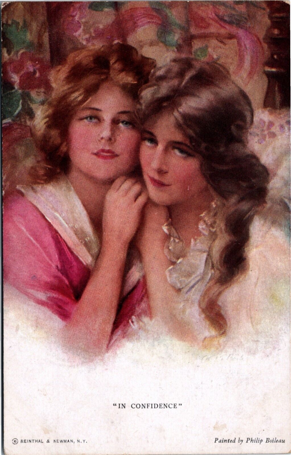Vintage Philip Boileau Postcard Gorgeous Women Blue Eyes Intimate Pose ...