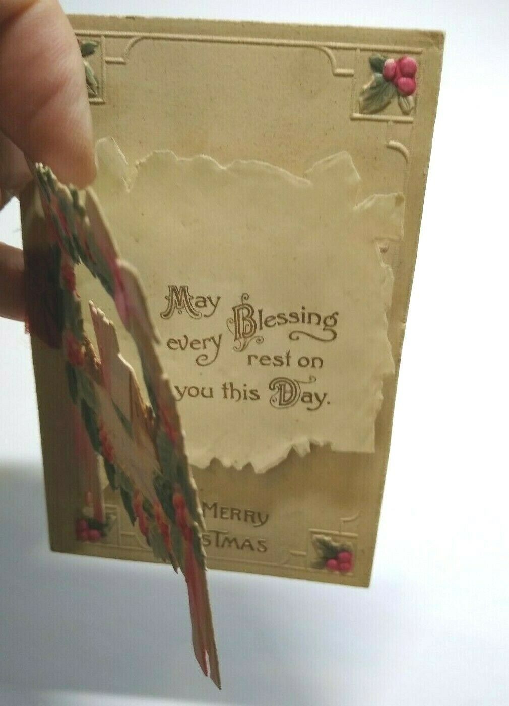 Vintage Christmas Postcard Airbrushed Embossed Diecut Foldout Series ...