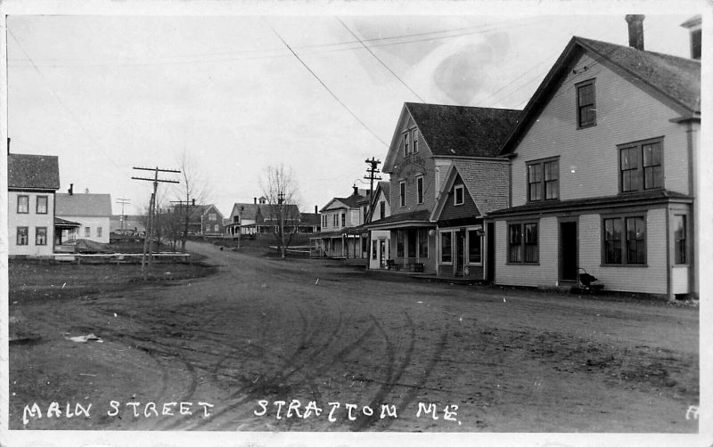 Stratton ME Street View Storefronts in 1924, Real Photo Postcard ...