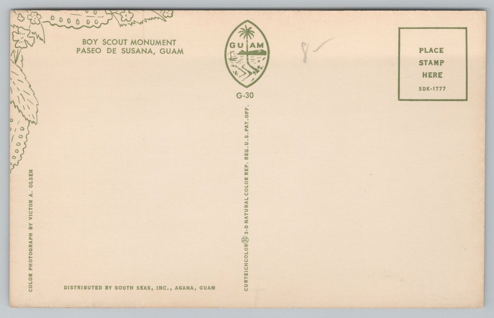 Foreign~Boy Scout Monument~Paseo De Susana Guam~Vintage Postcard ...