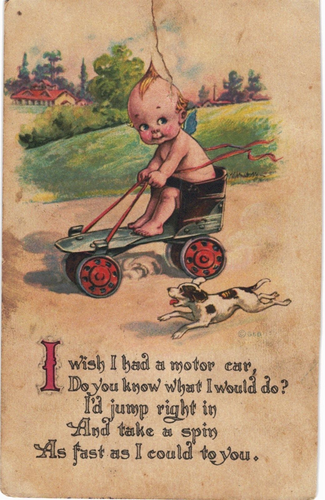 Kewpie Doll Riding Roller Skate Dog Gartner Bender 1910 | Topics ...