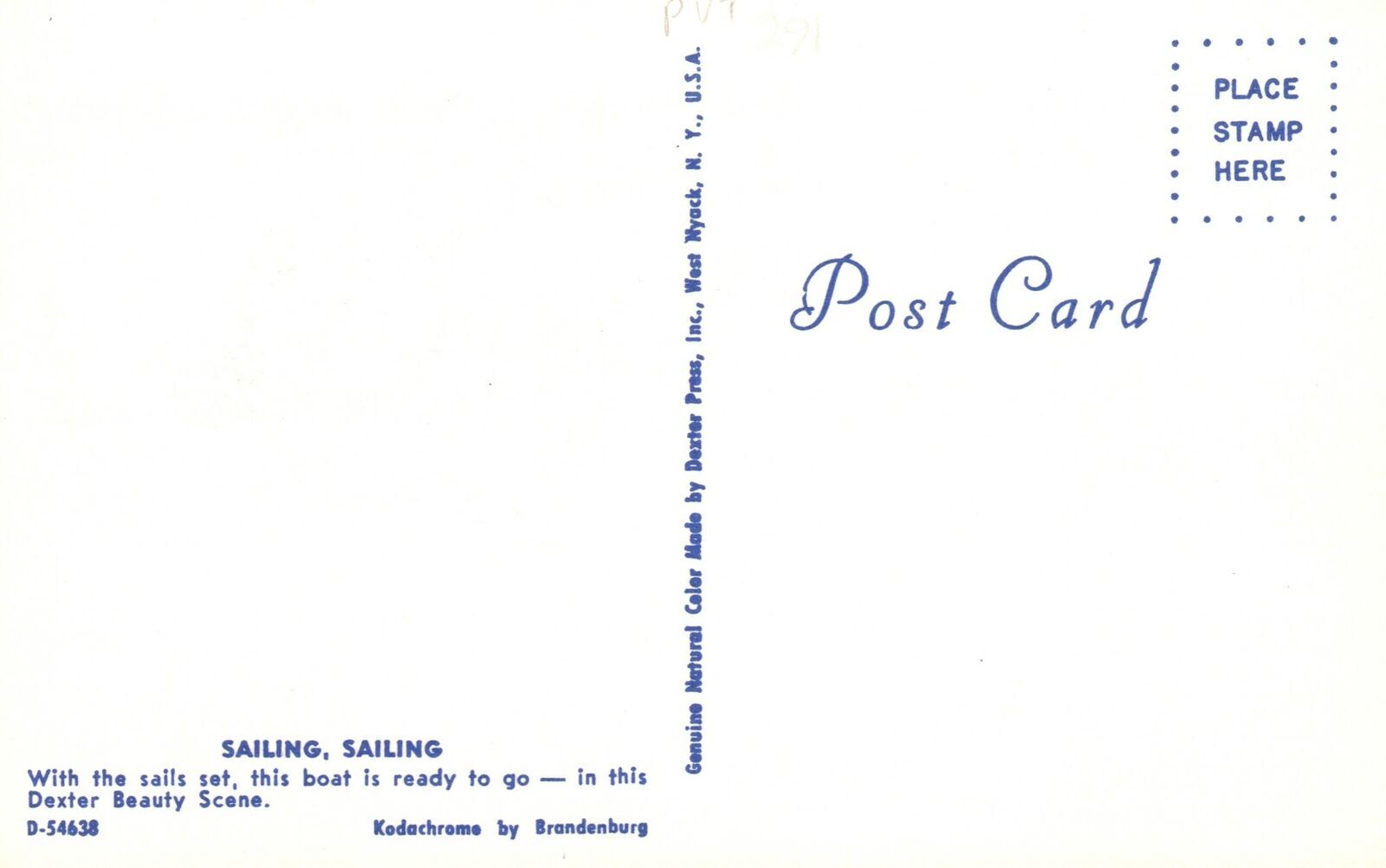 Vintage Postcard Sailing With The Sails Set Boat Ready To Go Dexter ...