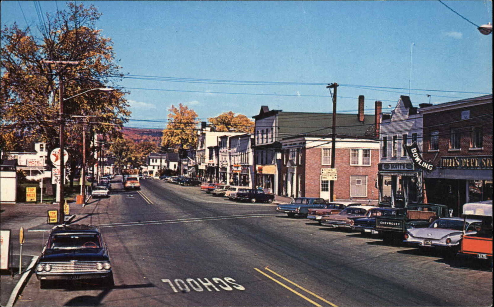 Colebrook NH Classic 1960s Cars Street Scene Truck Vintage Postcard ...