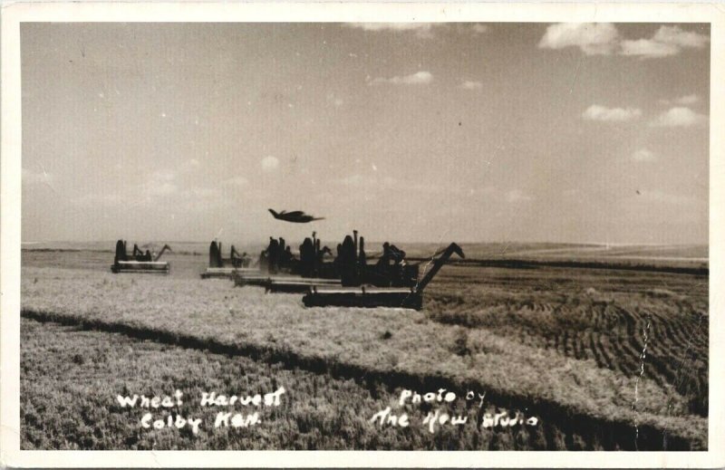 Colby KS Farming Combines Farm Machinery The New Studio RPPC Postcard ...