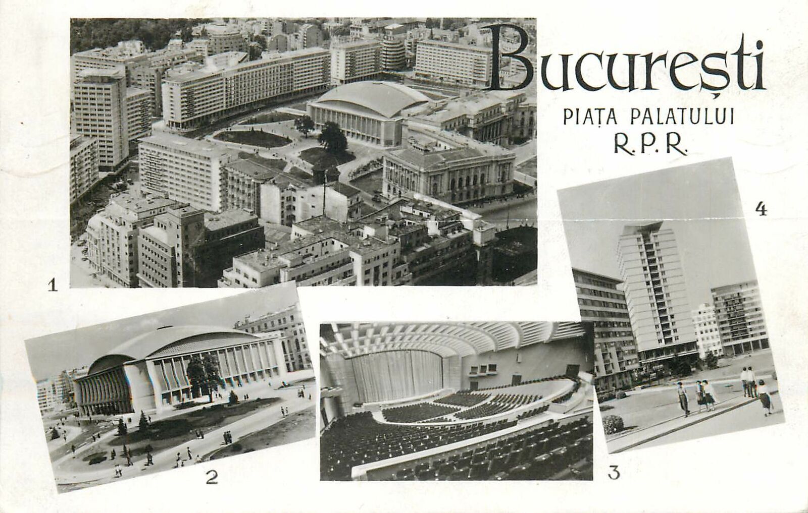 Romania carte postala colaj diverse aspecte cu Piata Palatului R.P.R ...