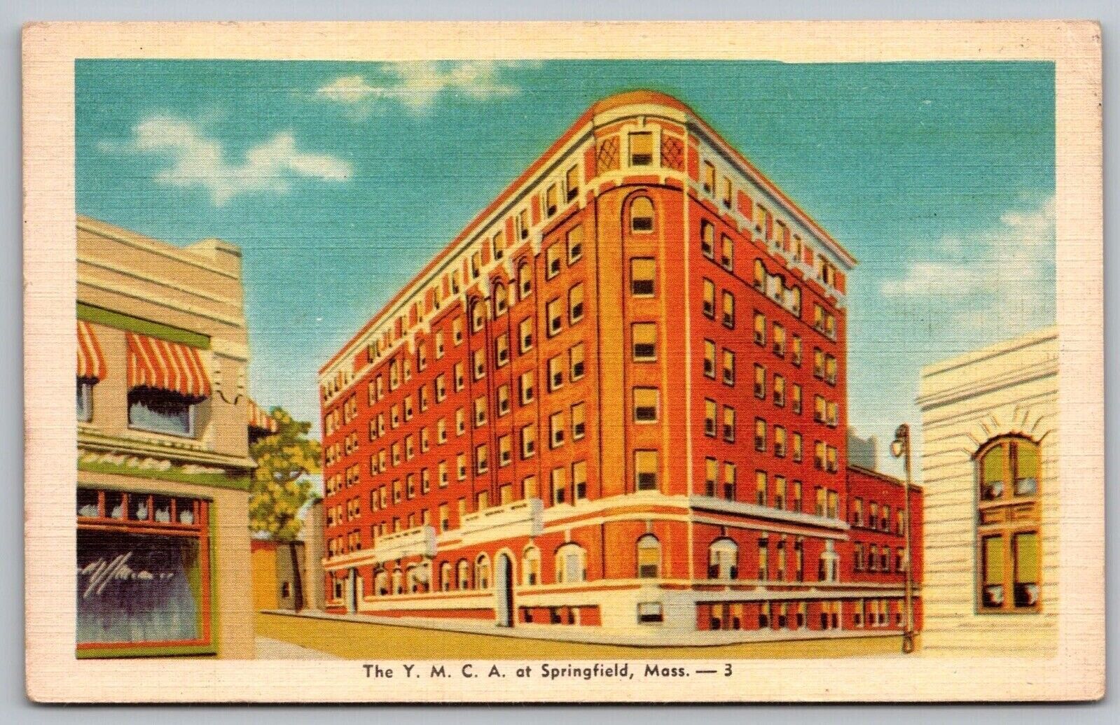 YMCA Springfield Massachusetts Street View Linen Mass MA Vintage UNP PC ...