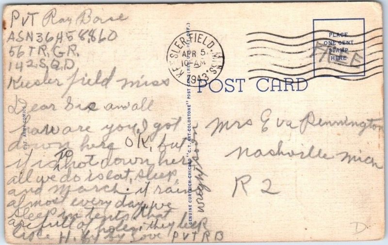 Artist-Signed RAY WALTERS Comic WWII Postcard "Everybody is Out of Step ...