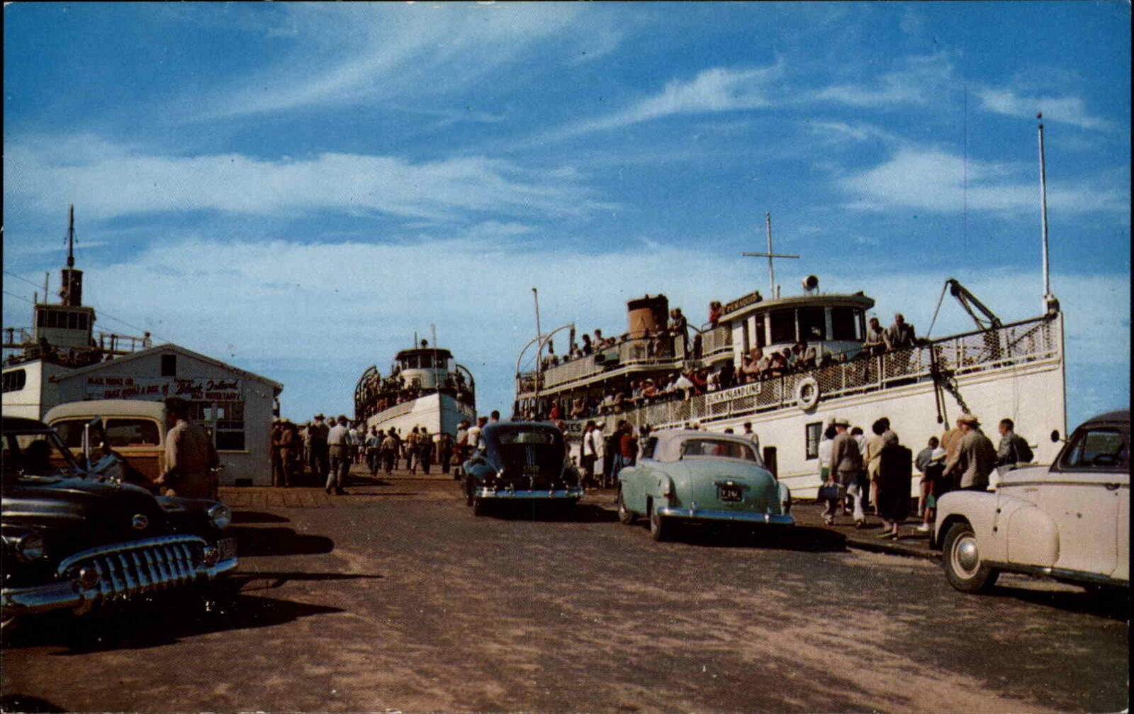 Block Island Rhode Island RI Boat Dock Cars 1950s-60s Postcard | United ...