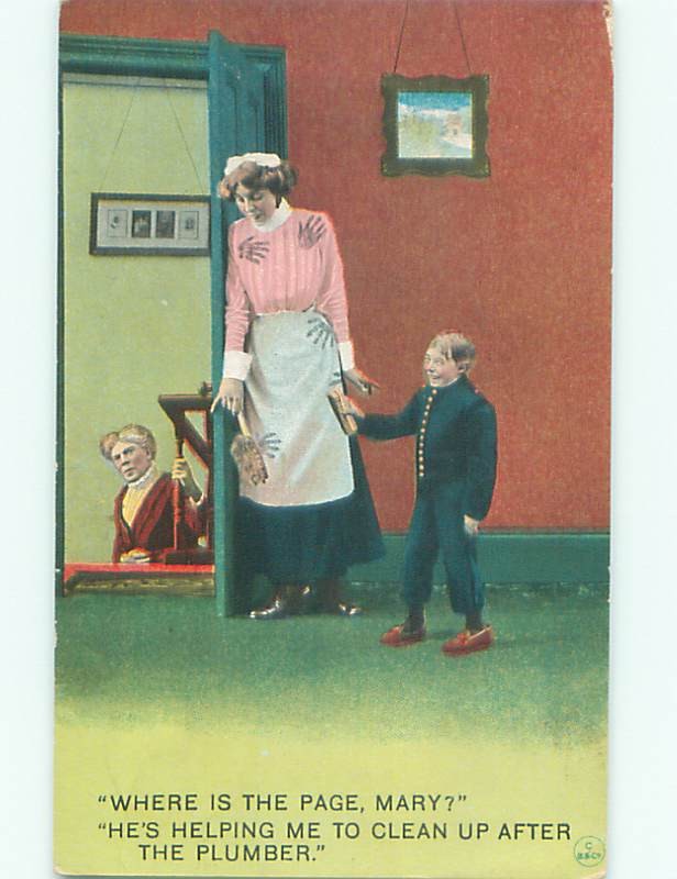 Bamforth Comic MAID WITH HANDPRINTS ALL OVER HER AB9879 | Topics ...