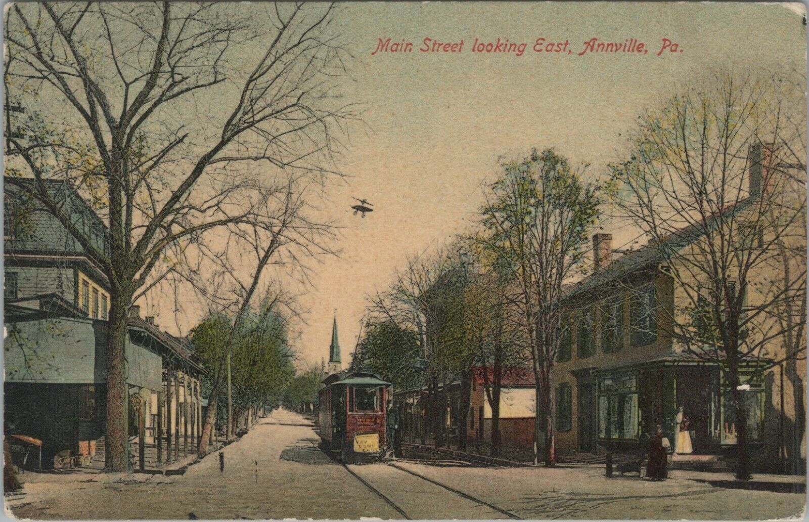Main Street Annville Pennsylvania trolley tracks c1910-1920s postcard ...