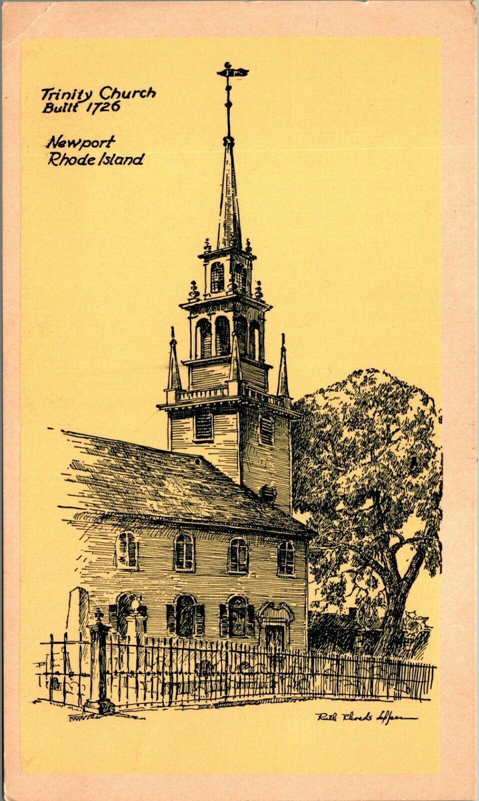 Ruth Rhoads Lepper Gardiner Artist Signed Trinity Church Newport RI ...