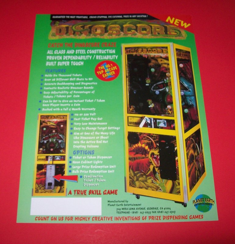 Dinoscore NOS Redemption Arcade Game Machine Flyer Brochure | Ephemera ...