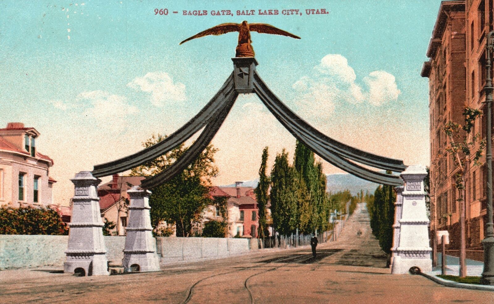 Vintage Postcard 1910's Entrance Highway Road Eagle Gate Salt Lake City ...