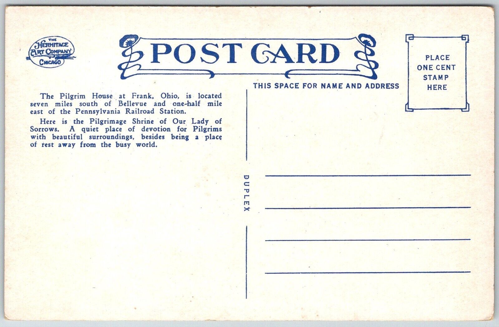 Frank Ohio 1930s Postcard Pilgrim House Sisters Of The Precious Blood ...