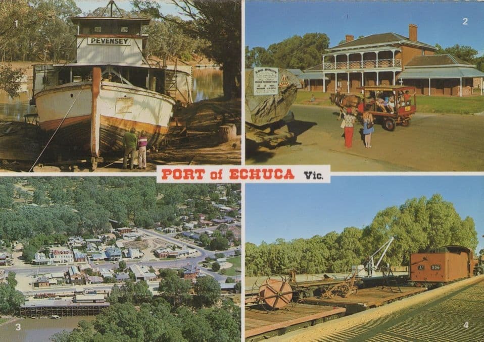 Port Of Echuca Victoria Bridge Hotel Railway Station Australia Postcard ...