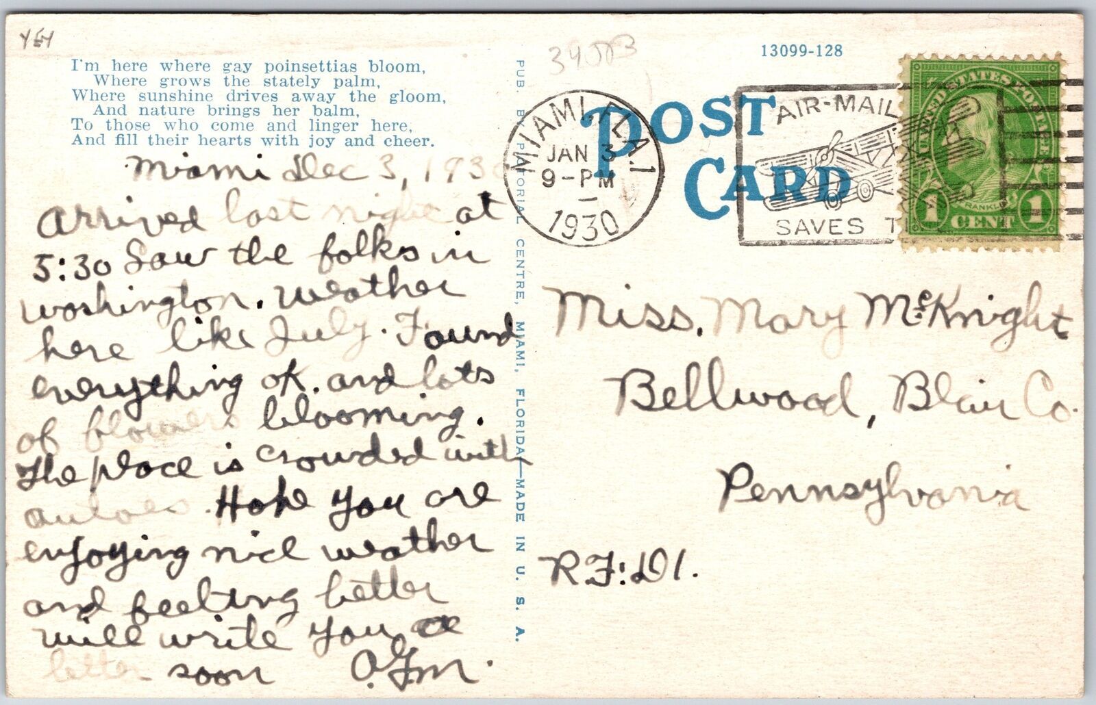 1930's Palms And Tropical Flowers In Bayfront Park Miami Florida Posted ...