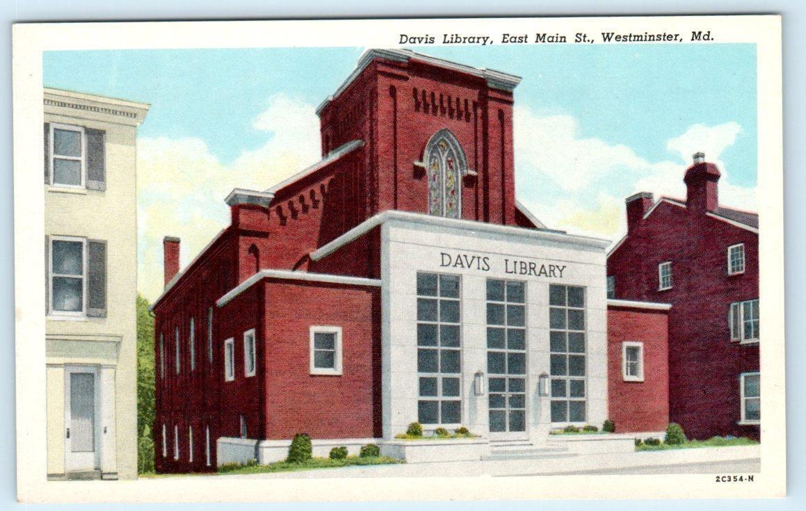 3 Postcards WESTMINSTER, Maryland MD ~ Davis Library CITY HALL Armory ...