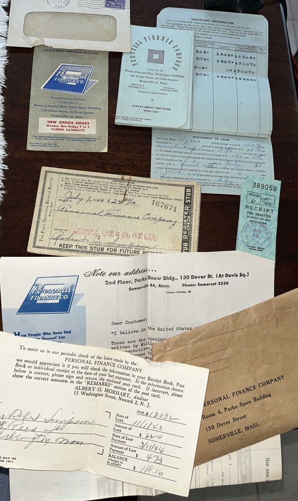 1944 Personal Finance Co Passbook Register Check Stubs Receipts ...