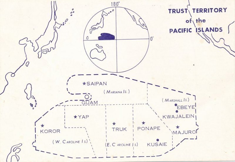Trust Territory of the Pacific Map - Marianas Yap Palau Truk Ponape ...