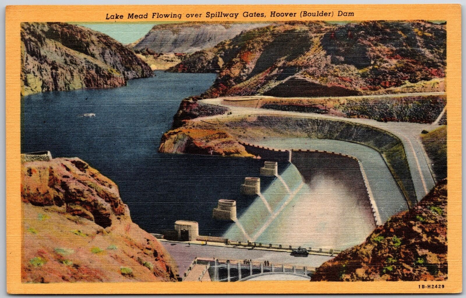 Lake Meade Flowing Over Spillway Gates Hoover Boulder Dam Colorado CO ...
