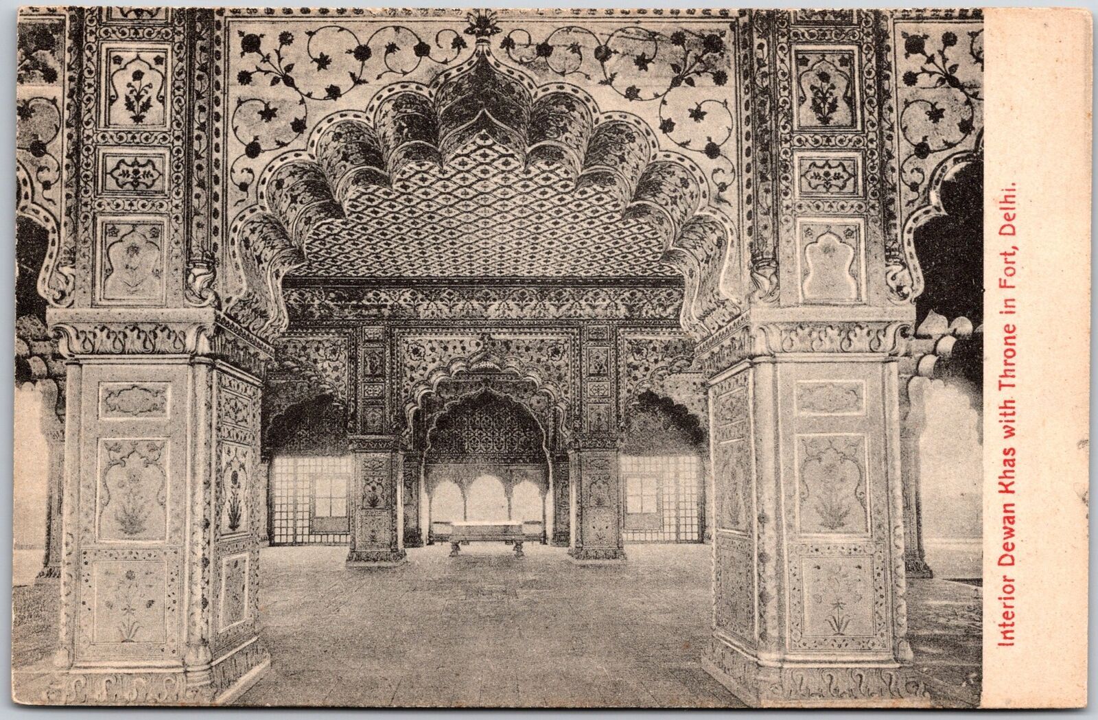 Interior Devan Khas With Throne Fort Delhi India Historical Postcard ...
