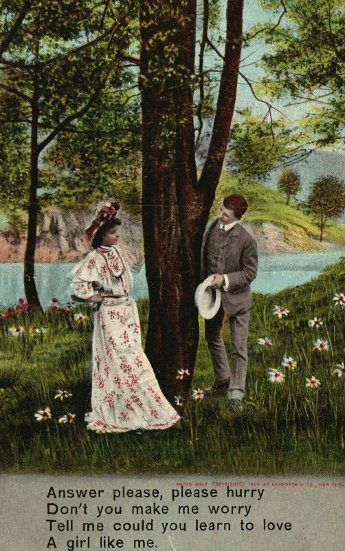 Vintage Postcard 1910's Answer Please, Don't Make me Worry Man & Woman ...
