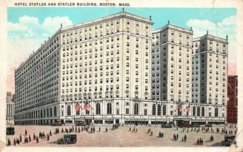 Vintage Postcard 1930's Hotel Statler & Statler Building Boston MA ...