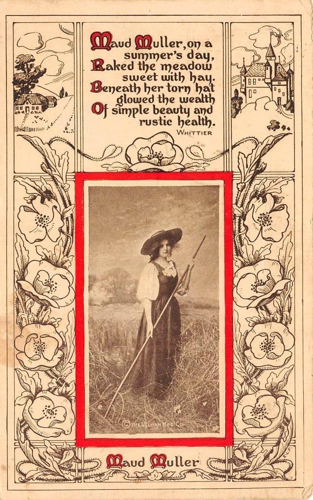 Whittier Poem "MAUD MULLER" Woman Farming Art Nouveau 1914 Rare Vintage ...
