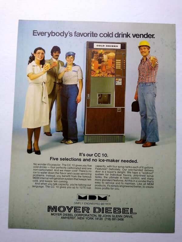 Moyer Biebel Cold Drinks Vending Machine Flyer Model CC-10 Vintage 8.5 ...