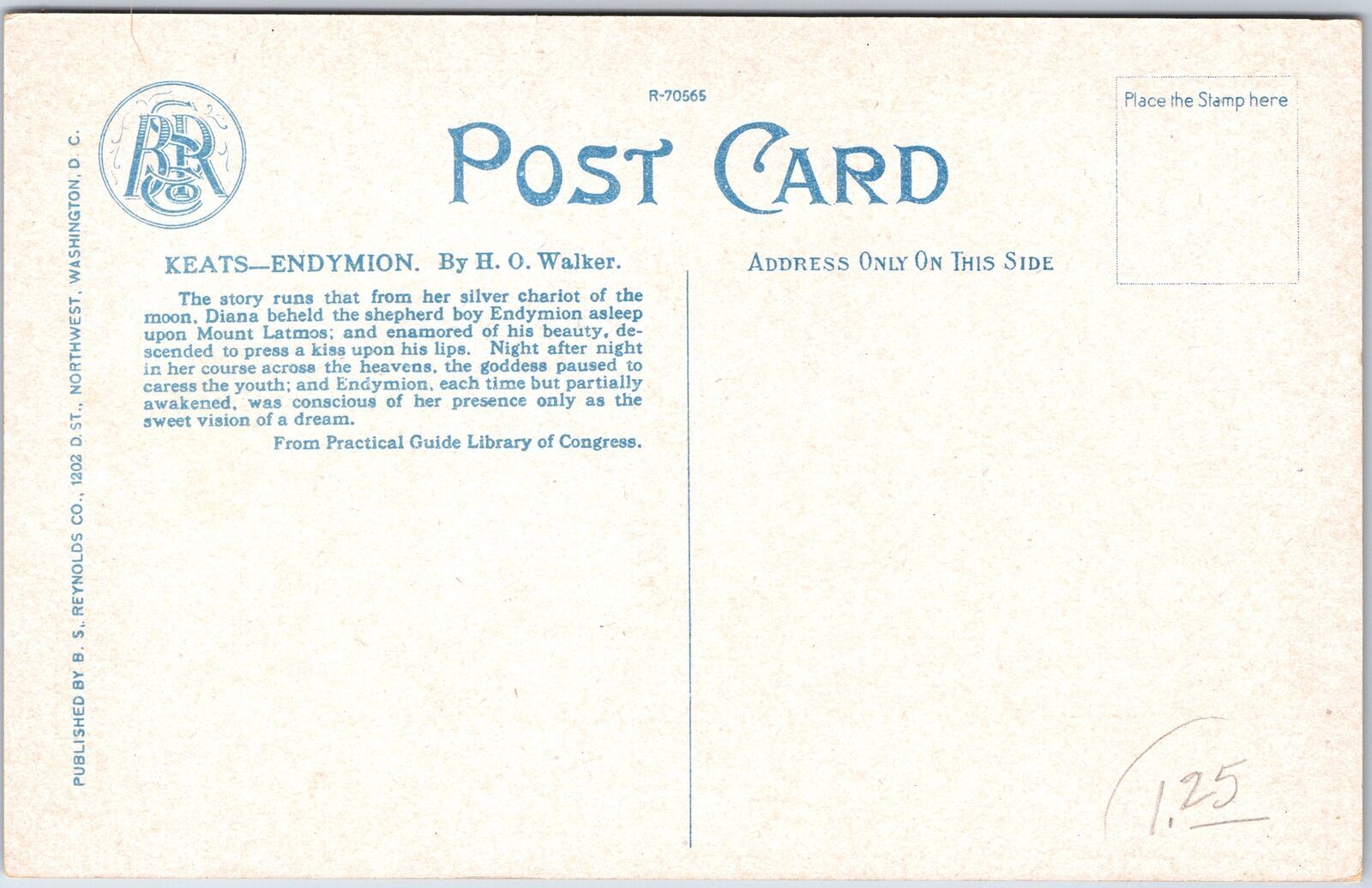 Vintage Postcard Endimion ART at Library of Congress Washington D.C ...