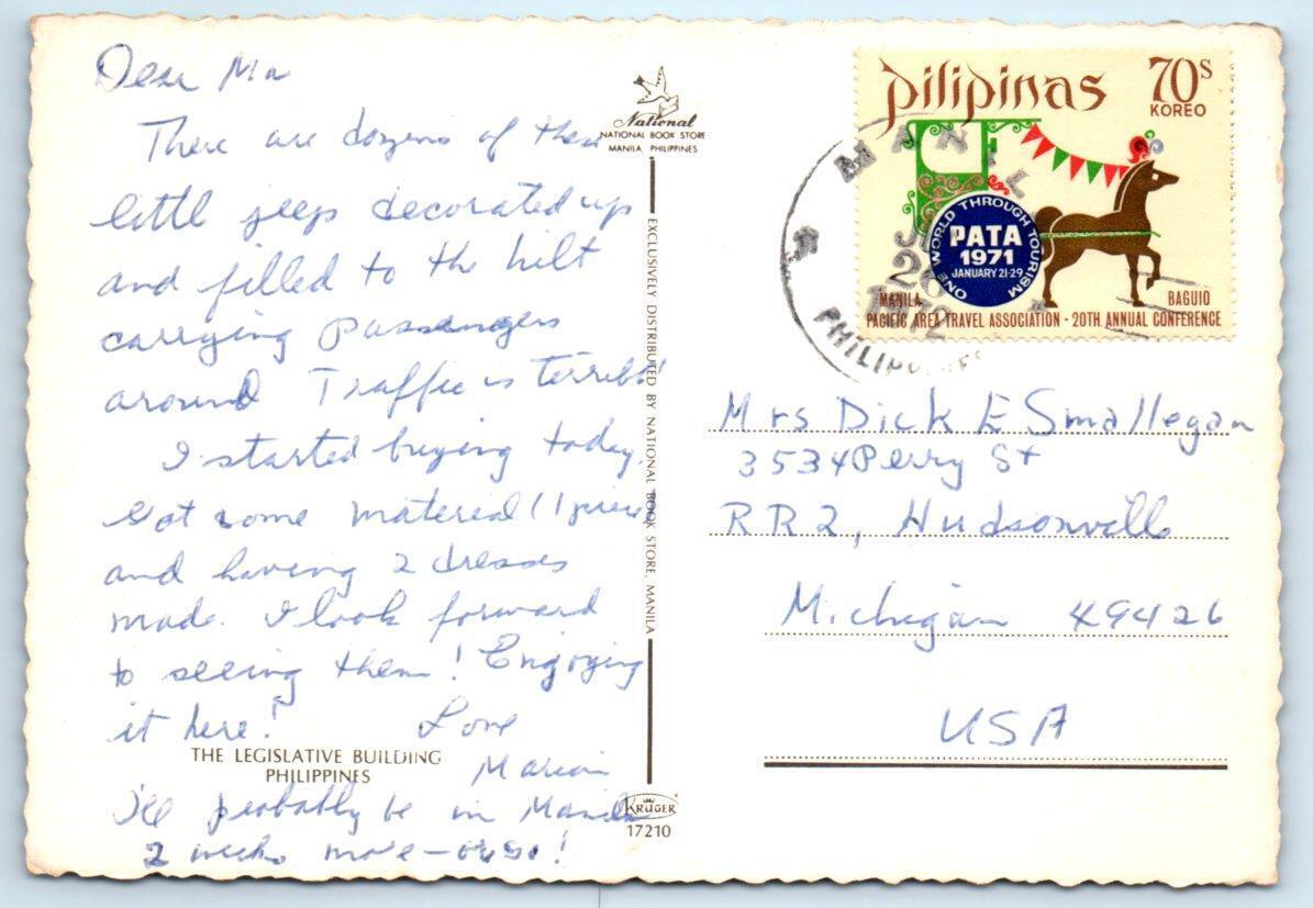 2 Postcards MANILA, PHILIPPINES ~ Legislative Building RIZAL PARK 1972 ...