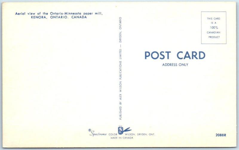 KENORA, ONTARIO Canada Aerial ONTARIO MINNESOTA PAPER MILL Postcard ...