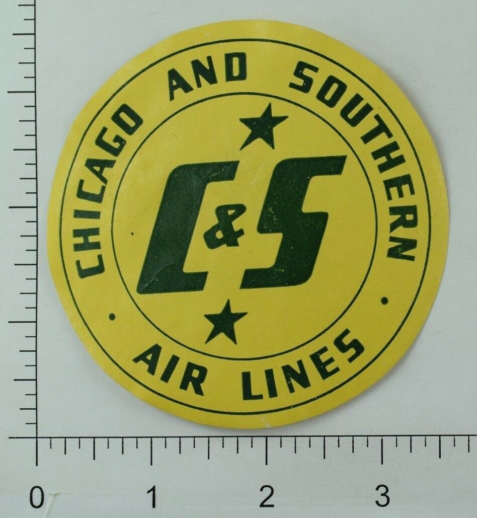 1940's-50's Chicago And Southern Airlines Luggage Label Original E18 ...