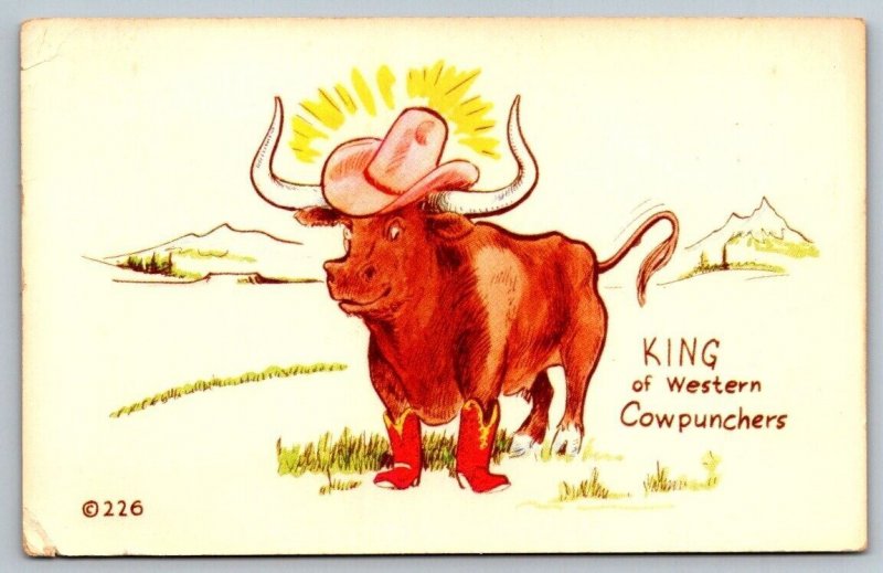 Vintage Postcard - Bull Cow King of Western Cow Punchers | Other ...
