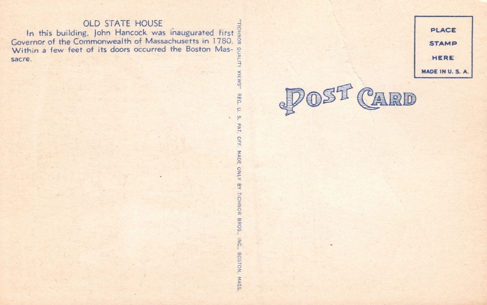 Vintage Postcard 1920's Old State House Build 1713 Boston Mass ...