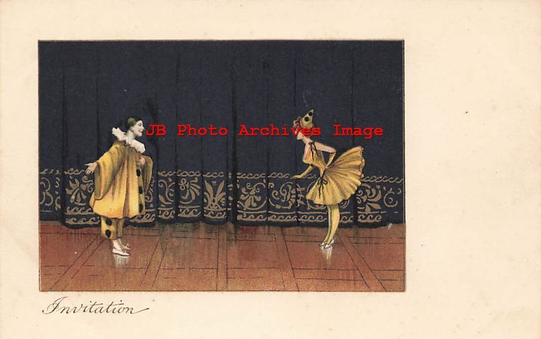 6 Postcards Set, Unknown Artist, Stages of Love, Pierrot with Ballet ...