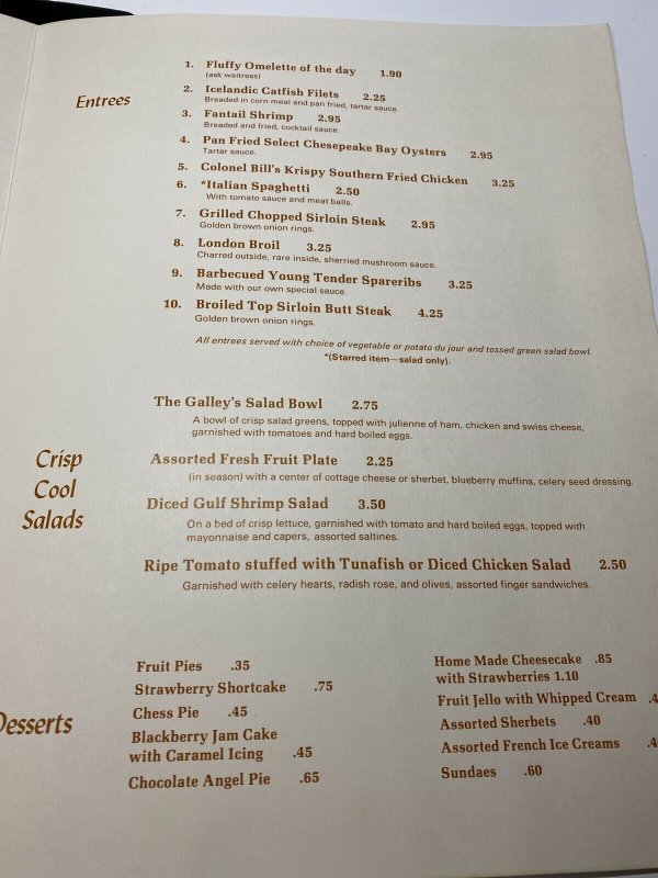 Vtg 80s Captains Galley Restaurant Menu Sheraton Riverside Louisville ...