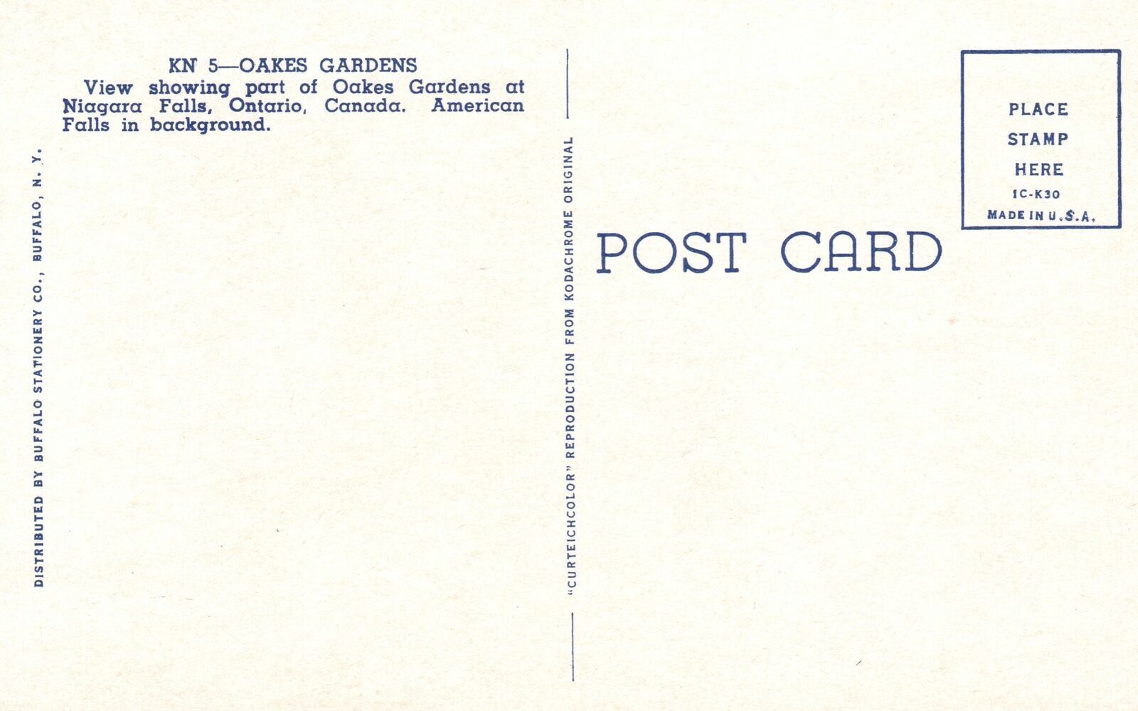 Vintage Postcard Oakes Gardens At Niagara Falls American Falls Ontario ...