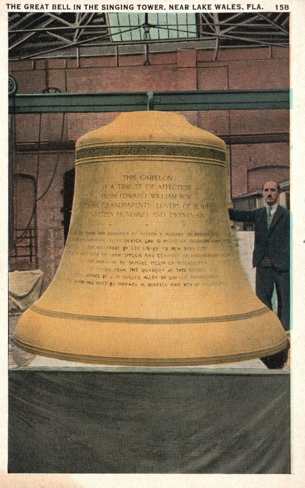 Vintage Postcard Great Tenor Bell In The Singing Tower Near Lake Wells ...