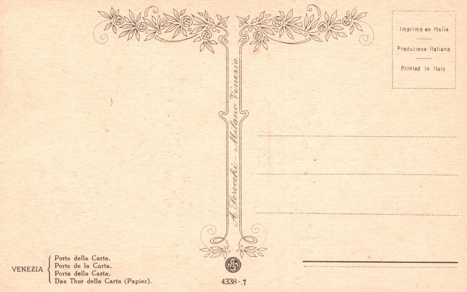 Vintage Postcard Venezia Porta Della Carta Gate Tourist Attraction ...
