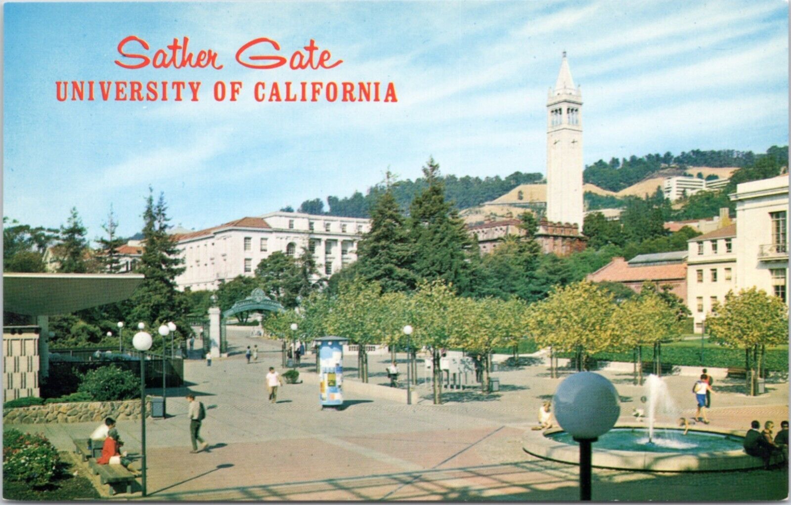 Postcard CA U Cal Berkeley - Sather Gate with Wheeler Hall and ...