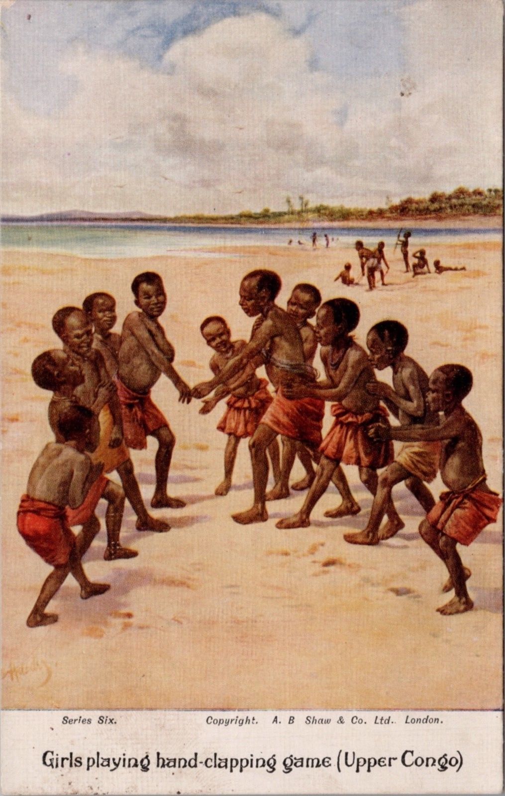 Girls Playing Hand-Clapping Game on Beach Upper Congo Africa Unused ...